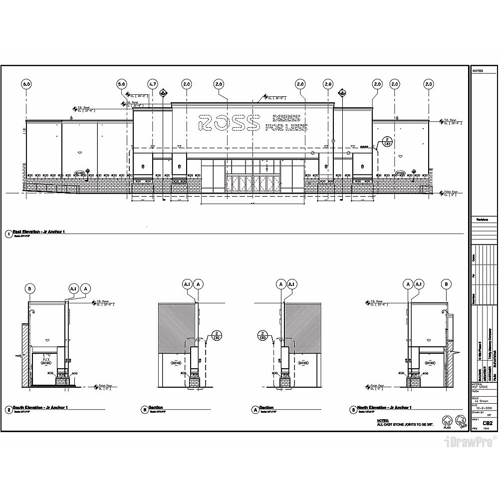 Cast Stone Shop Drawings with cut tickets & setting drawings