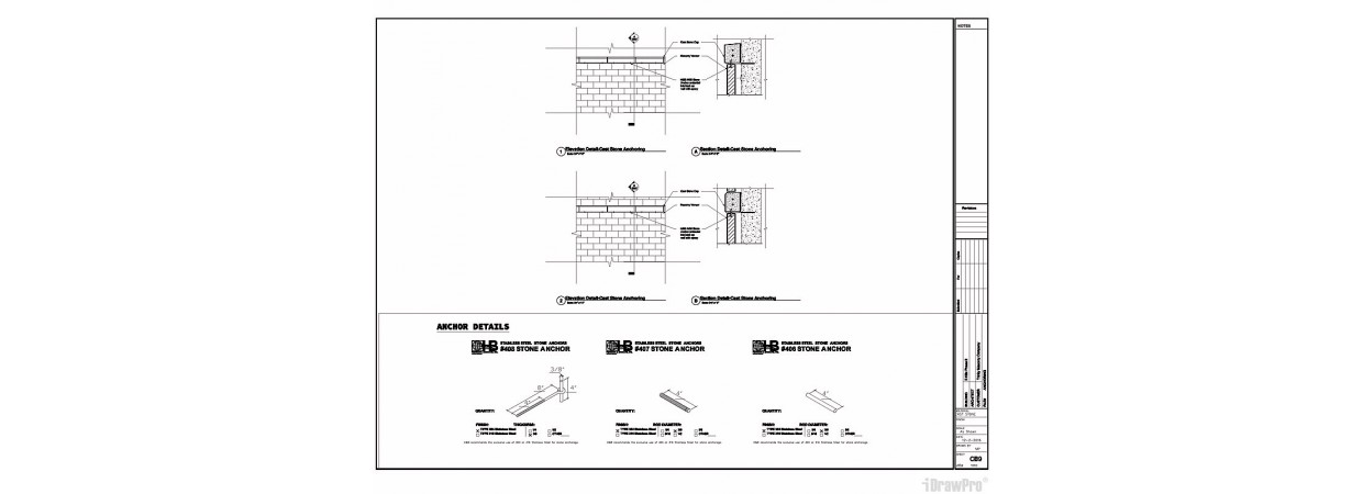Cast Stone Shop Drawings with cut tickets & setting drawings