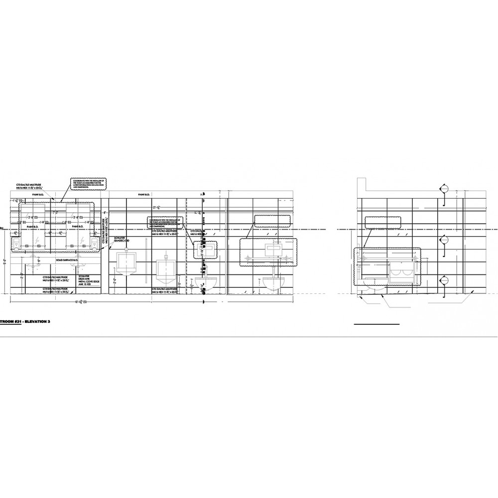 Wall and floor tile shop drawings for public restrooms