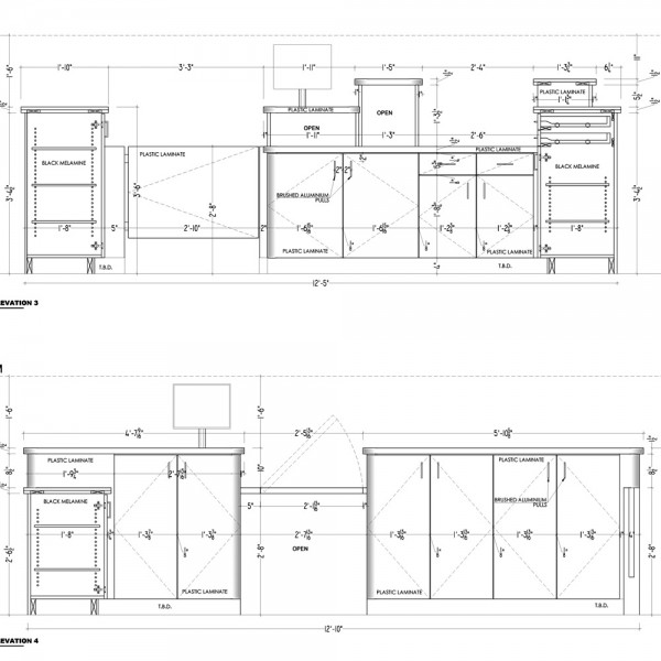 Cabinets Shop Drawings for Bar Restaurant (simplified)