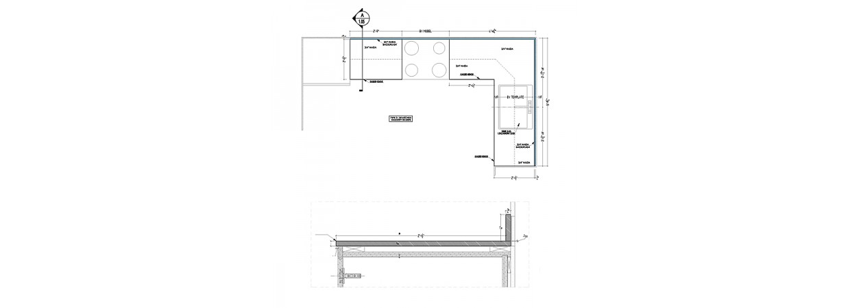 Kitchen countertop shop drawings