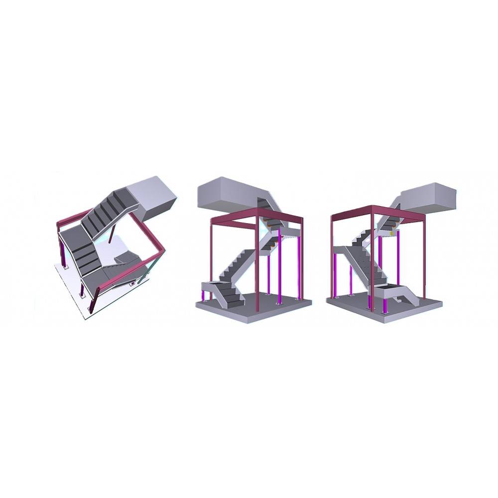 Shop drawings for a steel pan stair and a small structural steel project