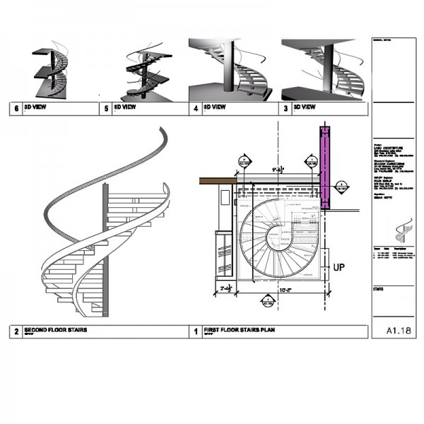 Circular Stairs Shop Drawings with 3D Model