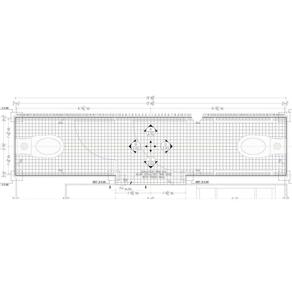 Shop drawings for Mosaic tile on floor and walls.