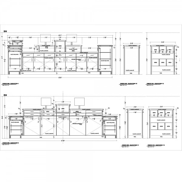 Cabinets Shop Drawings for Bar Restaurant (simplified)