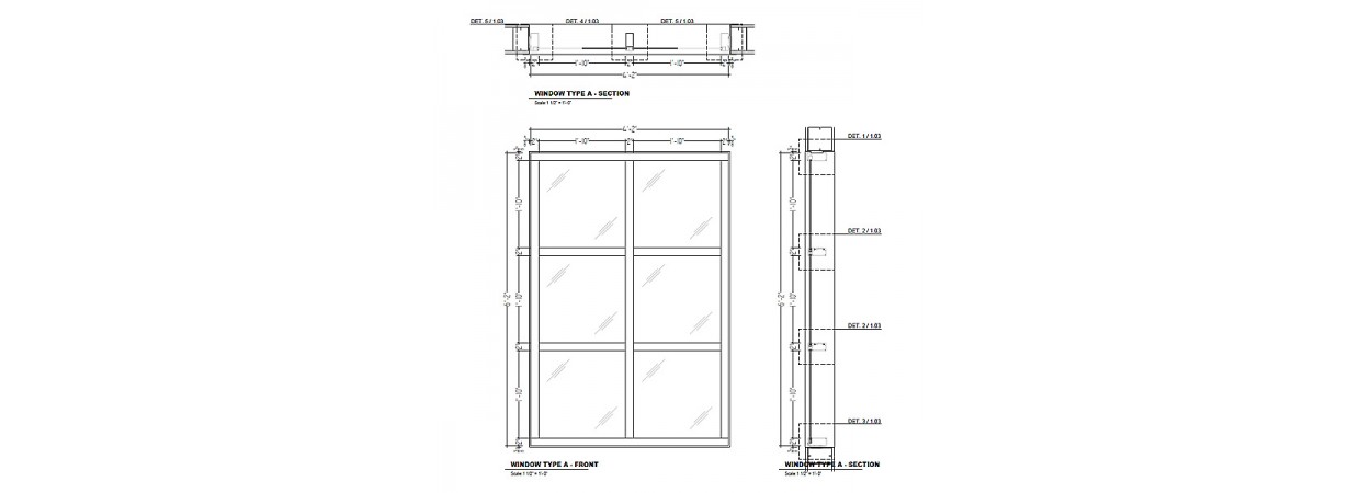 Aluminum frame windows shop drawings