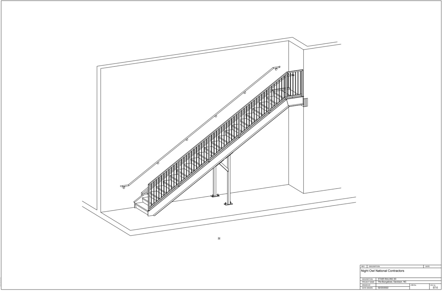 Bungalow stairs and railing shop drawings