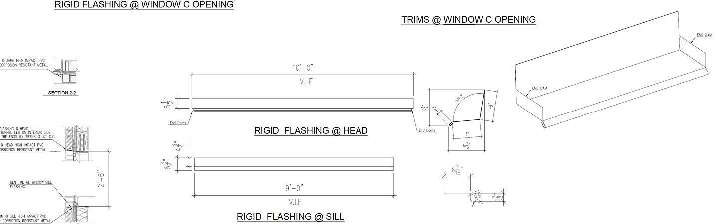I need shop drawing for metal flashing on masonry and stucco
