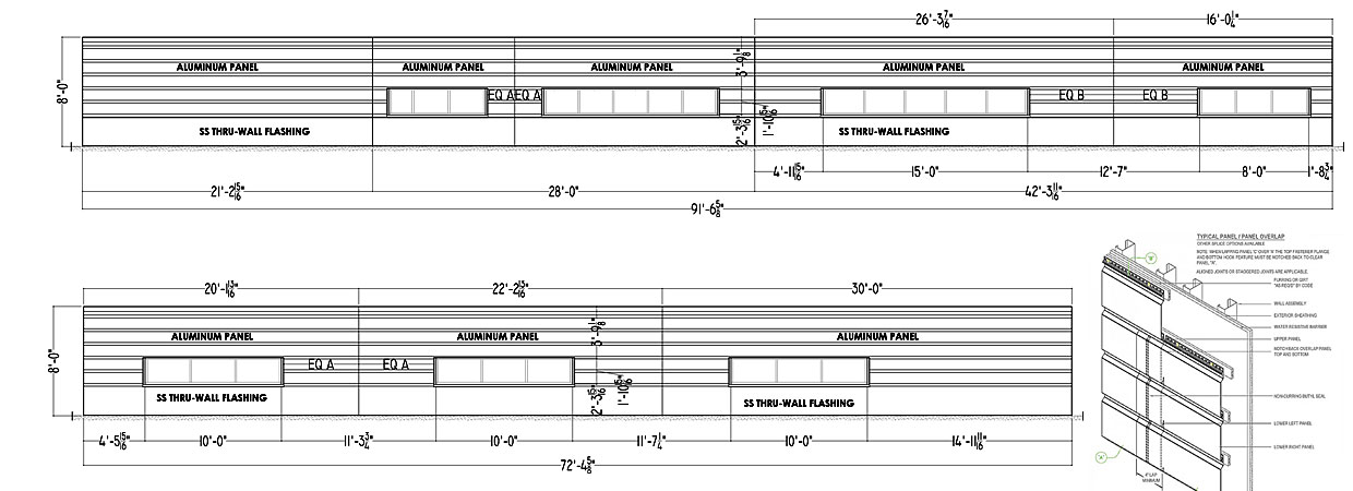 Shop drawings for approximately 4000 SF Firestone® metal panels