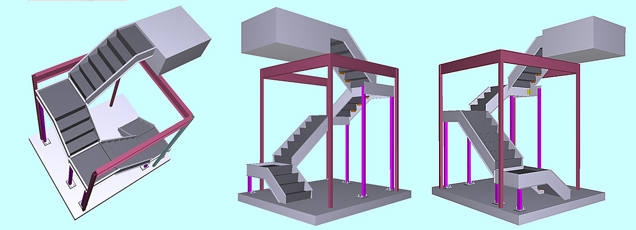 Shop drawings for a steel pan stair and a small structural steel project